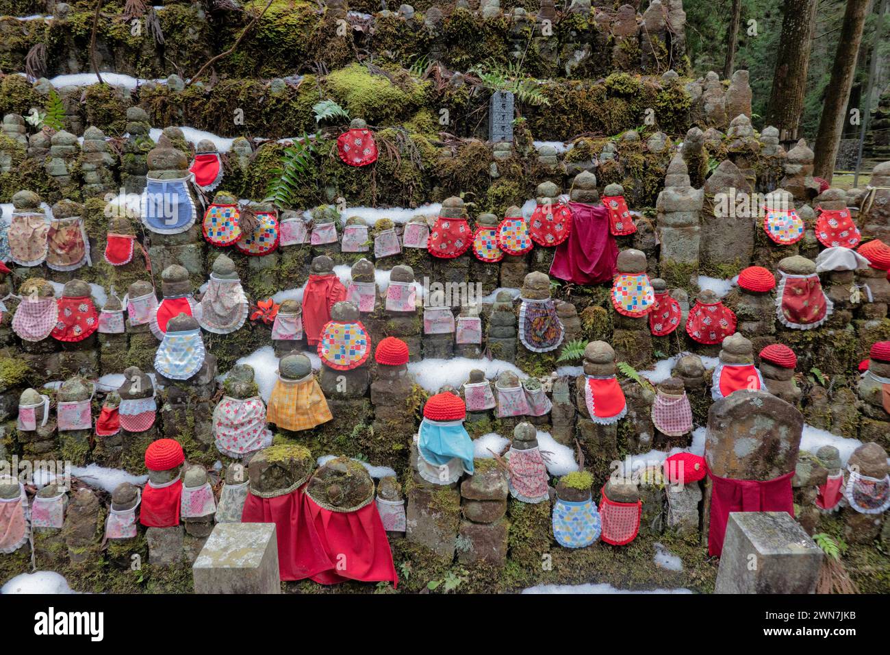 Jizo statues in the Okunoin Cemetery, Mount Koya (Koyasan), Wakayama ...