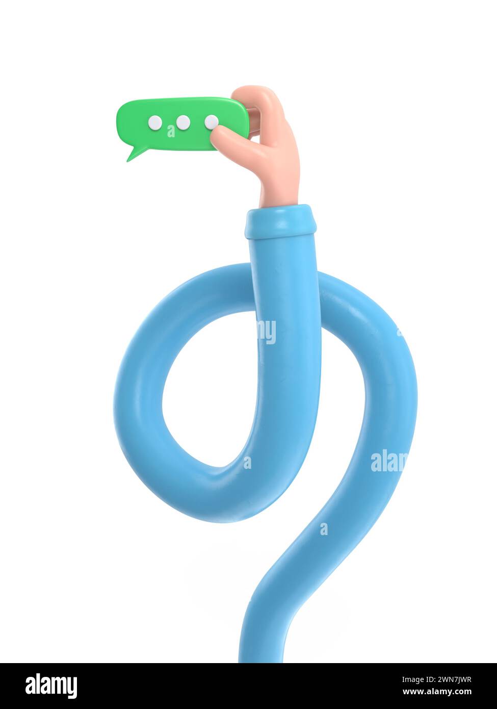 Cartoon Gesture Icon Mockup.3d hand holding chat bubble icon. Message ...