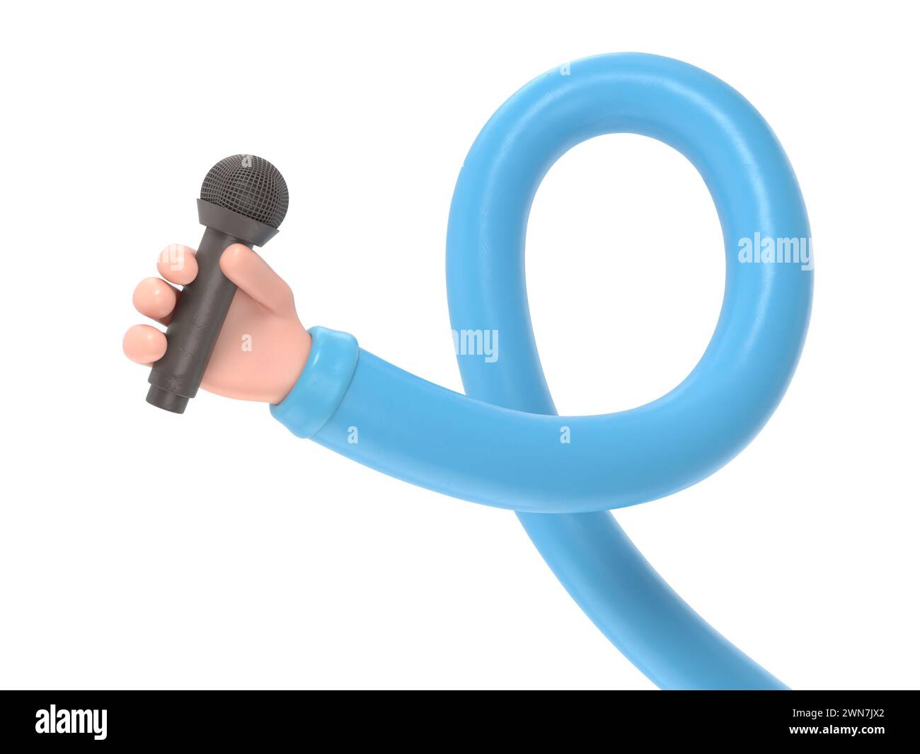 Cartoon Gesture Icon Mockup.Cartoon hand holding microphone .3D ...