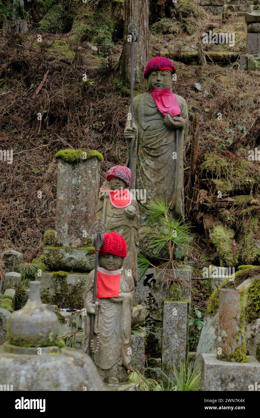 Jizo statues in the Okunoin Cemetery, Mount Koya (Koyasan), Wakayama ...