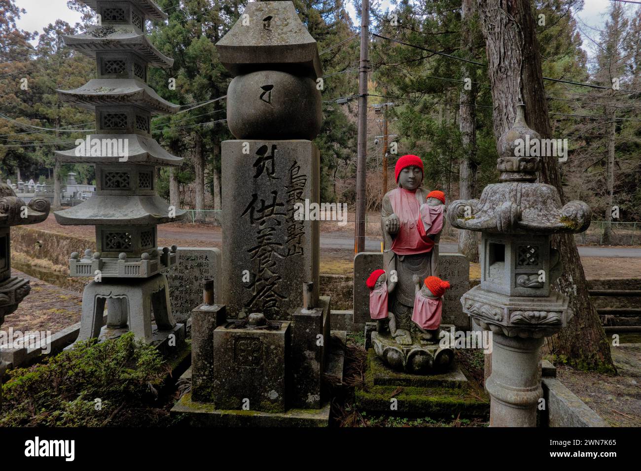 Jizo statues in the Okunoin Cemetery, Mount Koya (Koyasan), Wakayama ...