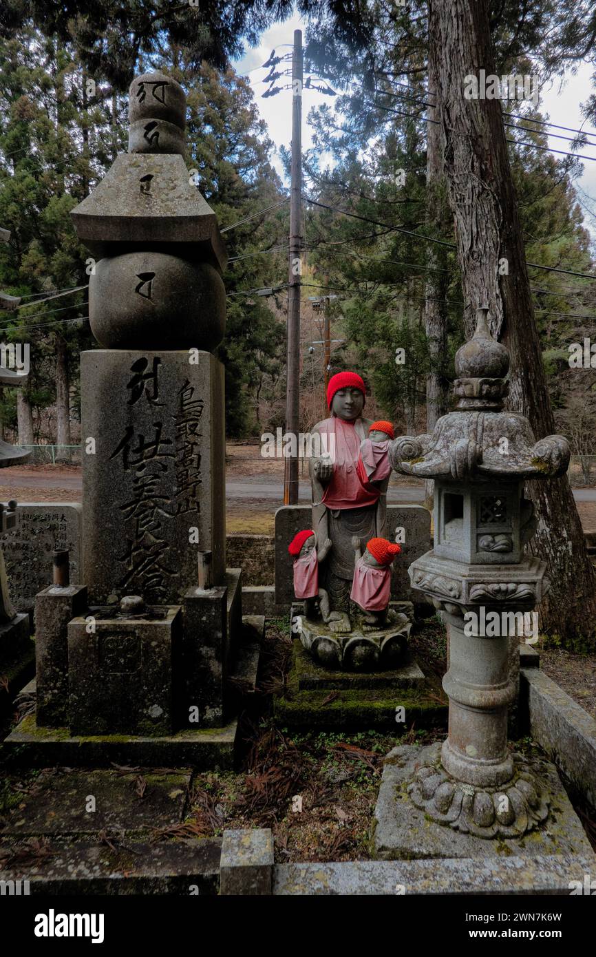 Jizo statues in the Okunoin Cemetery, Mount Koya (Koyasan), Wakayama ...
