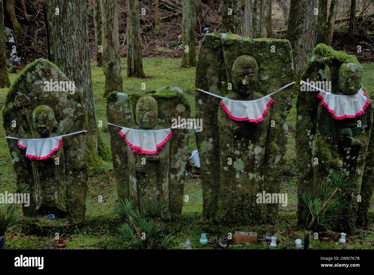 Jizo statues in the Okunoin Cemetery, Mount Koya (Koyasan), Wakayama ...