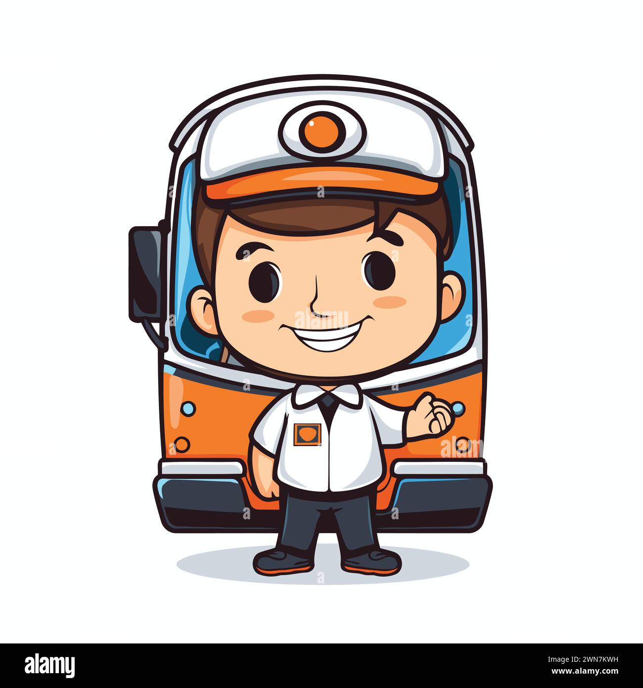 Helicopter pilot character on white background. Cute cartoon vector ...