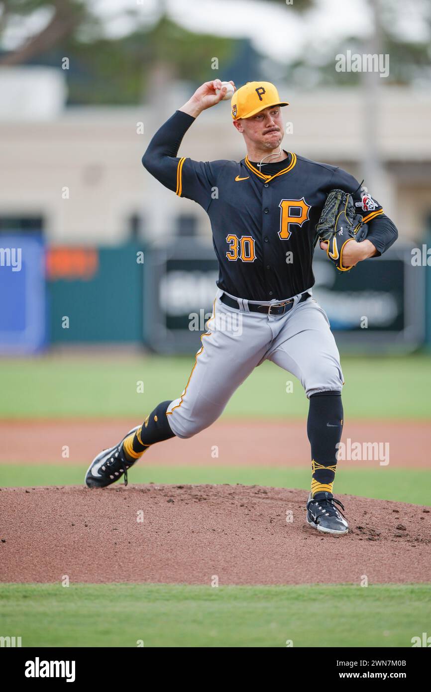 Sarasota FL USA; Pittsburgh Pirates starting pitcher Paul Skenes (30 ...