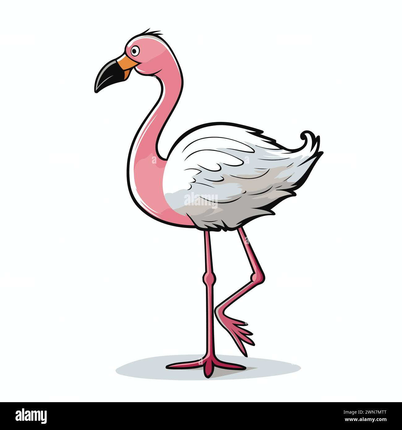 Flamingo bird isolated on white background. Cartoon vector illustration ...
