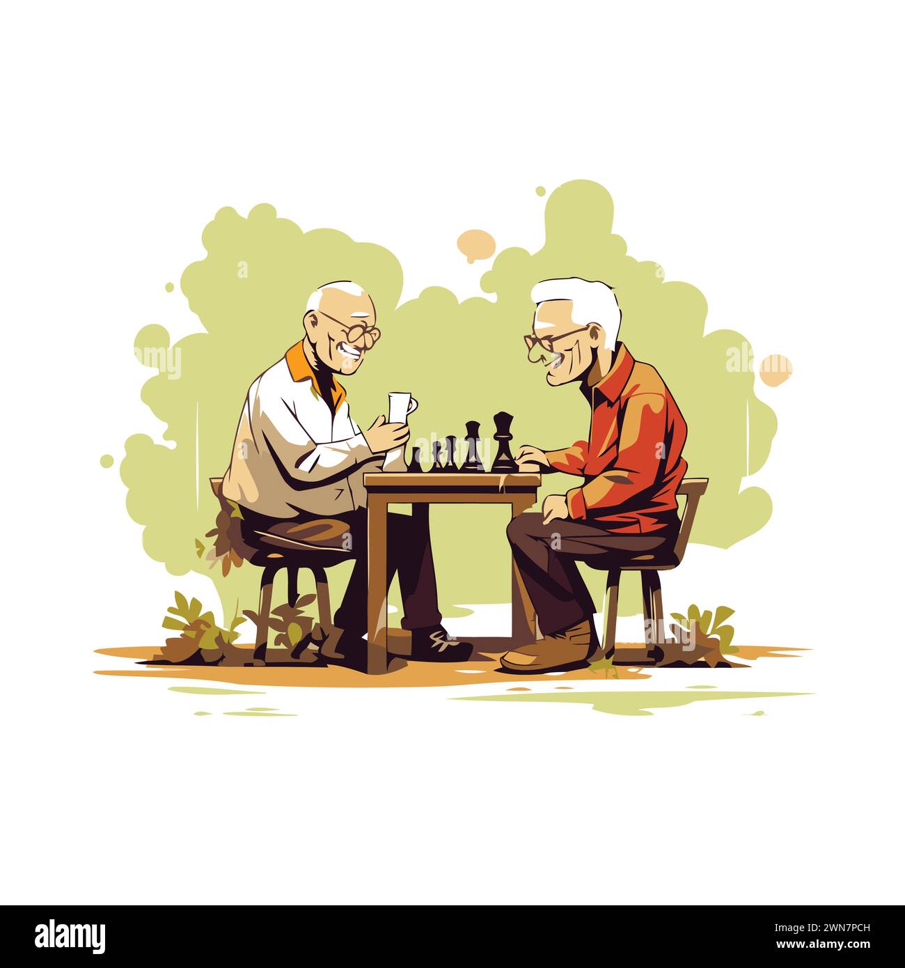 Old men playing Stock Vector Images - Alamy