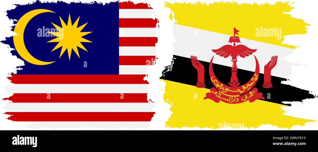Brunei and Malaysia grunge flags connection, vector Stock Vector Image ...