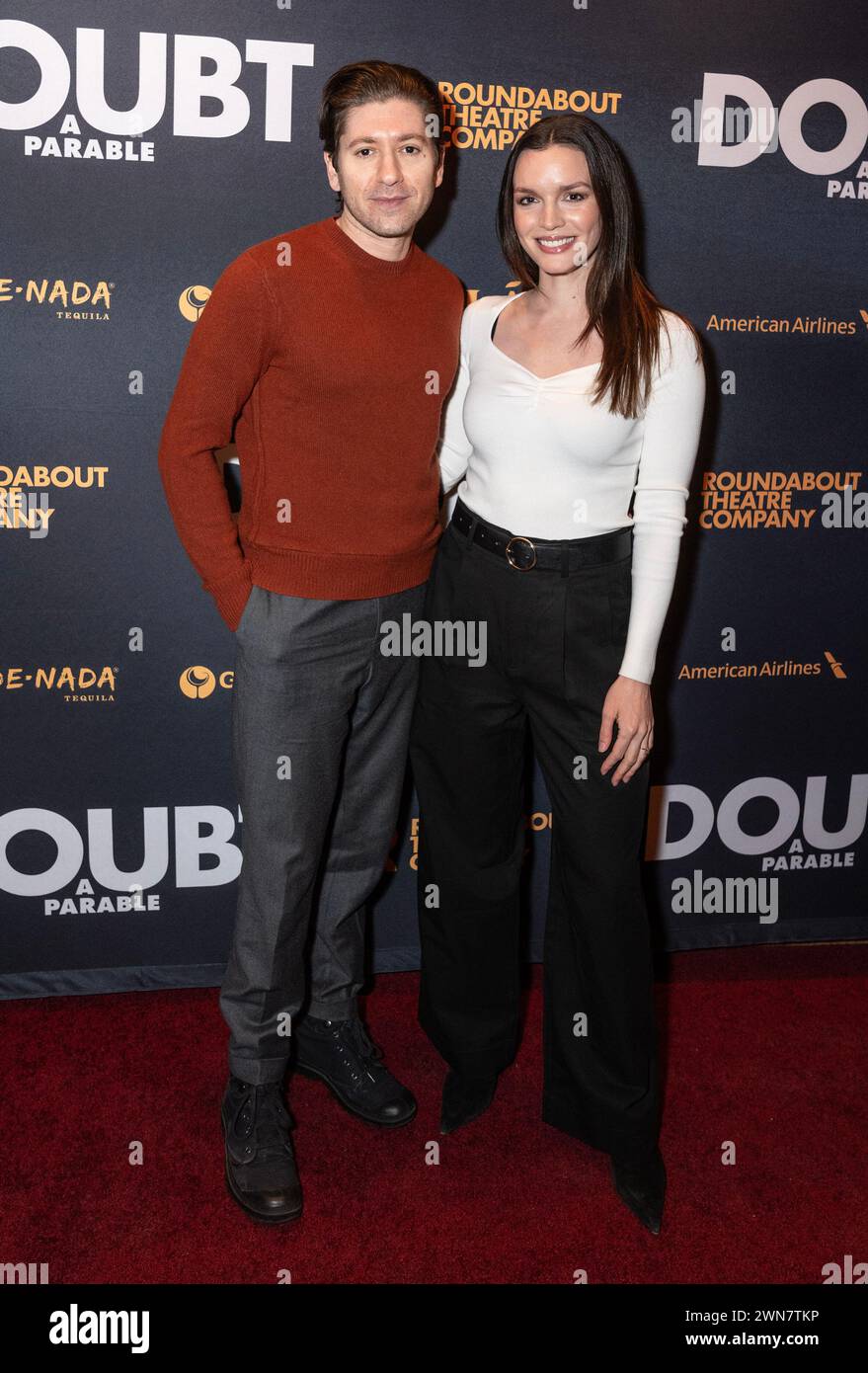 New York, USA. 29th Feb, 2024. Michael Zegen and Jennifer Damiano ...