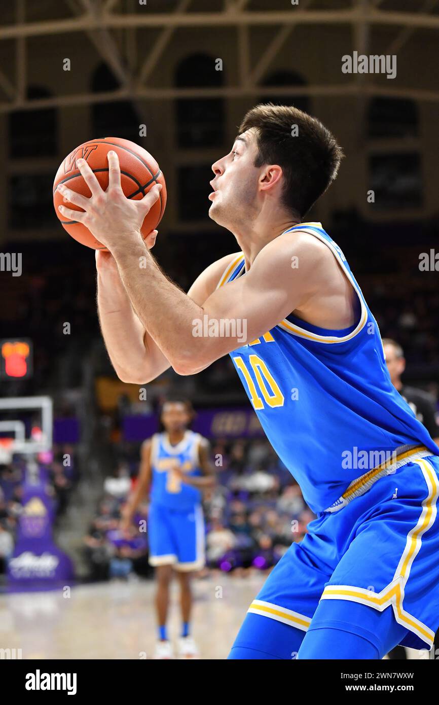 Seattle, WA, USA. 29th Feb, 2024. UCLA Bruins guard Lazar Stefanovic ...