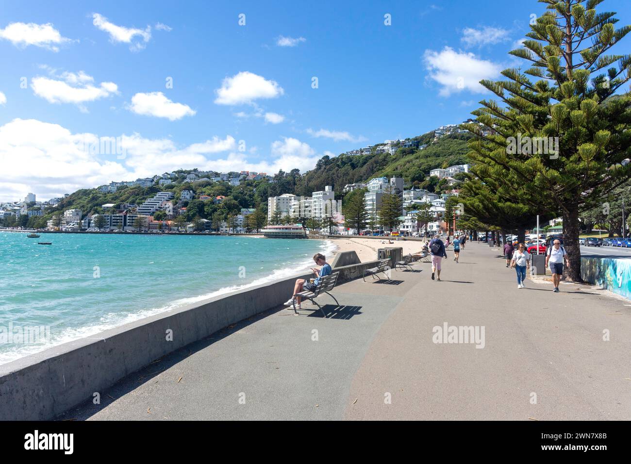 Beach promenade, Oriental Bay Beach, Oriental Bay, City of Wellington ...
