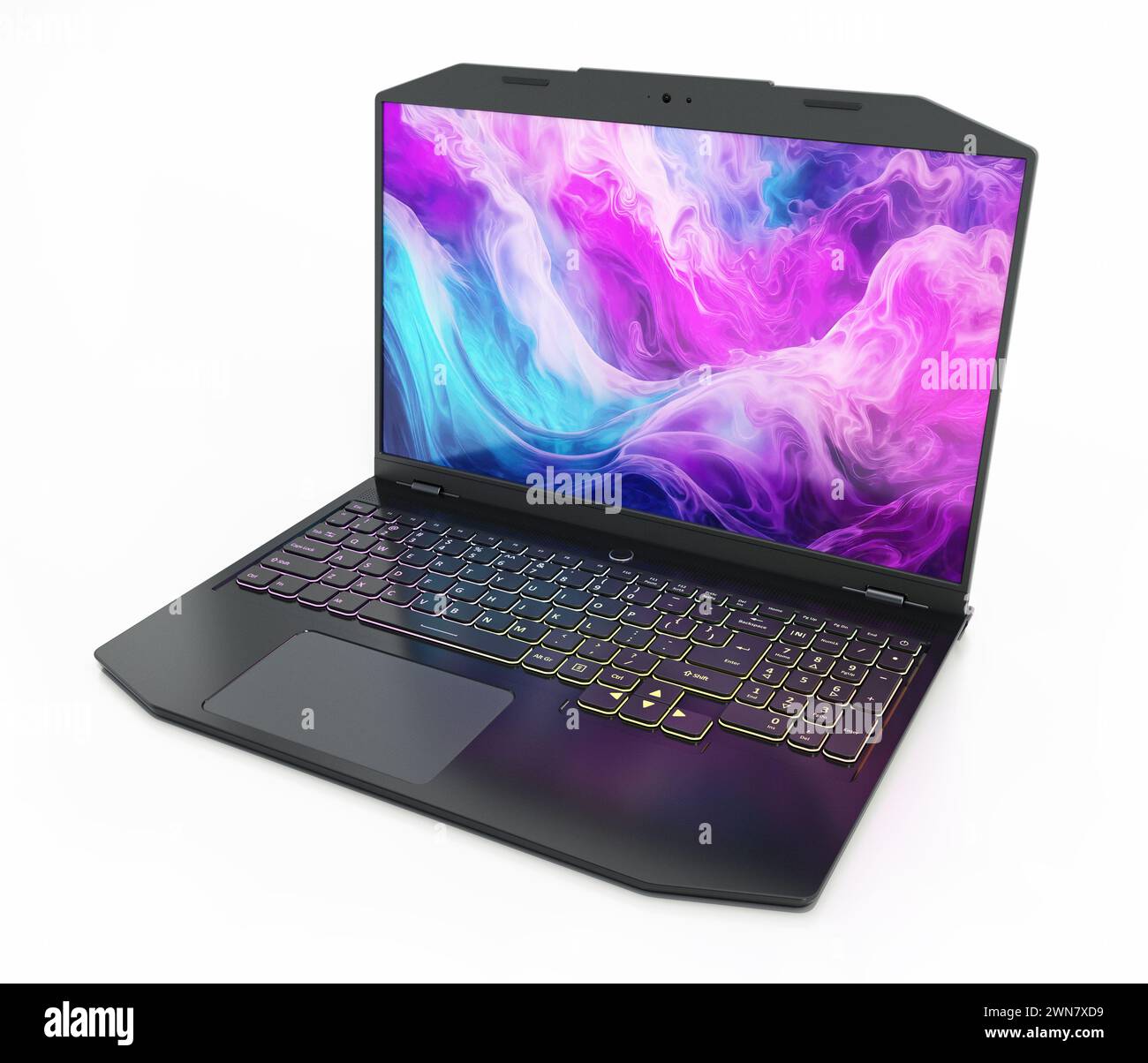 Generic gaming laptop computer isolated on white background. 3D ...