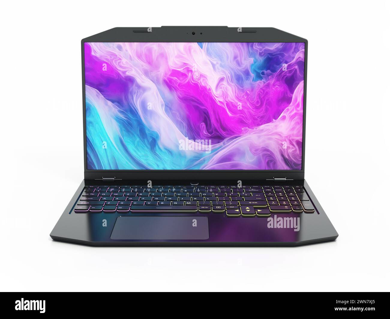 Generic gaming laptop computer isolated on white background. 3D ...