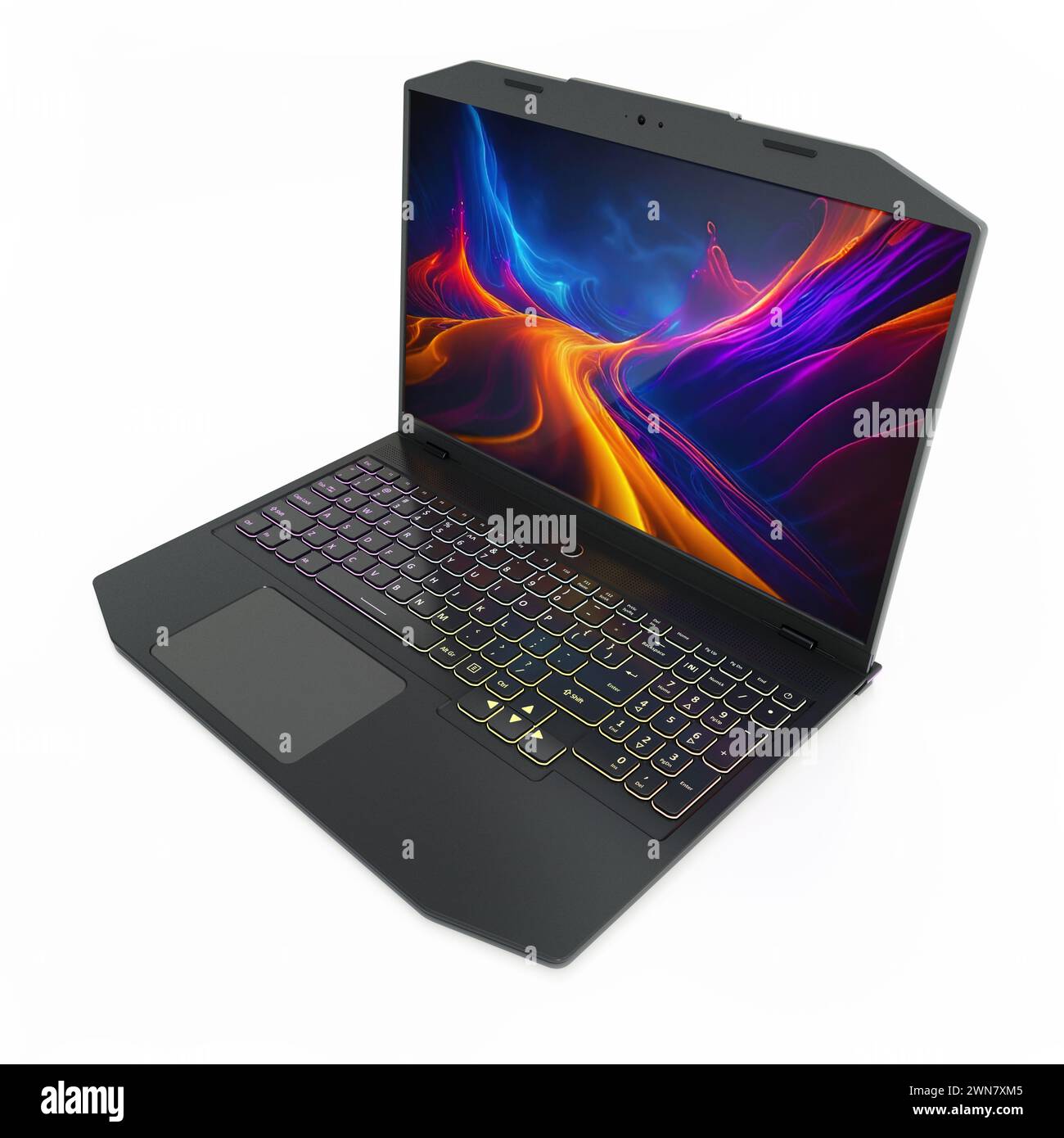 Generic gaming laptop computer isolated on white background. 3D ...