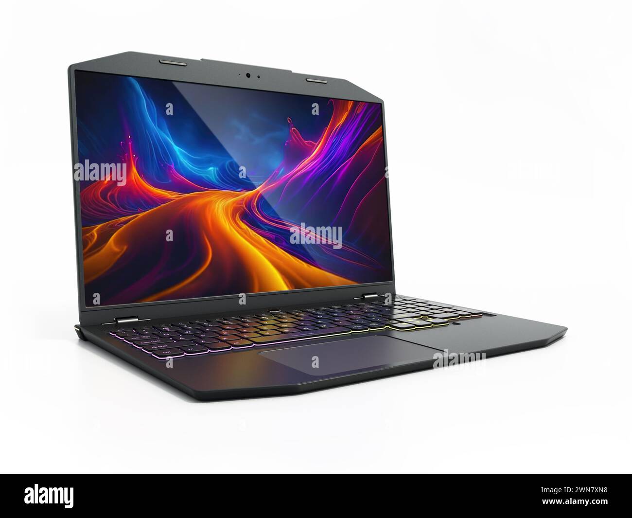 Generic gaming laptop computer isolated on white background. 3D ...