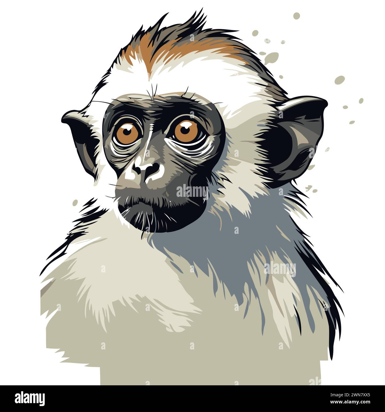 Portrait of a monkey on a white background. Vector illustration Stock ...