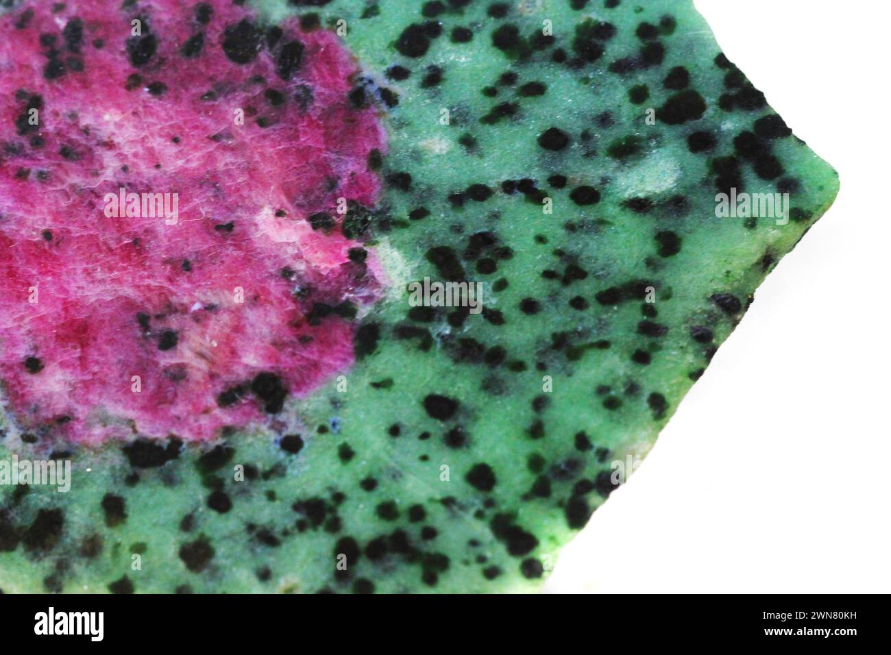 ruby crystal in the green fuchsite as very nice background Stock Photo ...