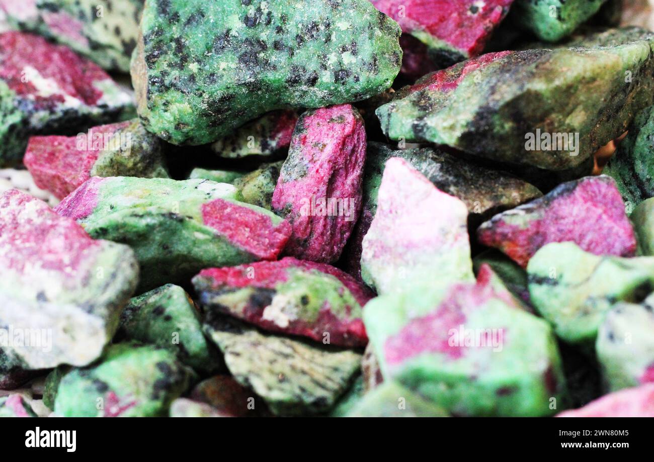 ruby crystal in the green fuchsite as very nice background Stock Photo ...
