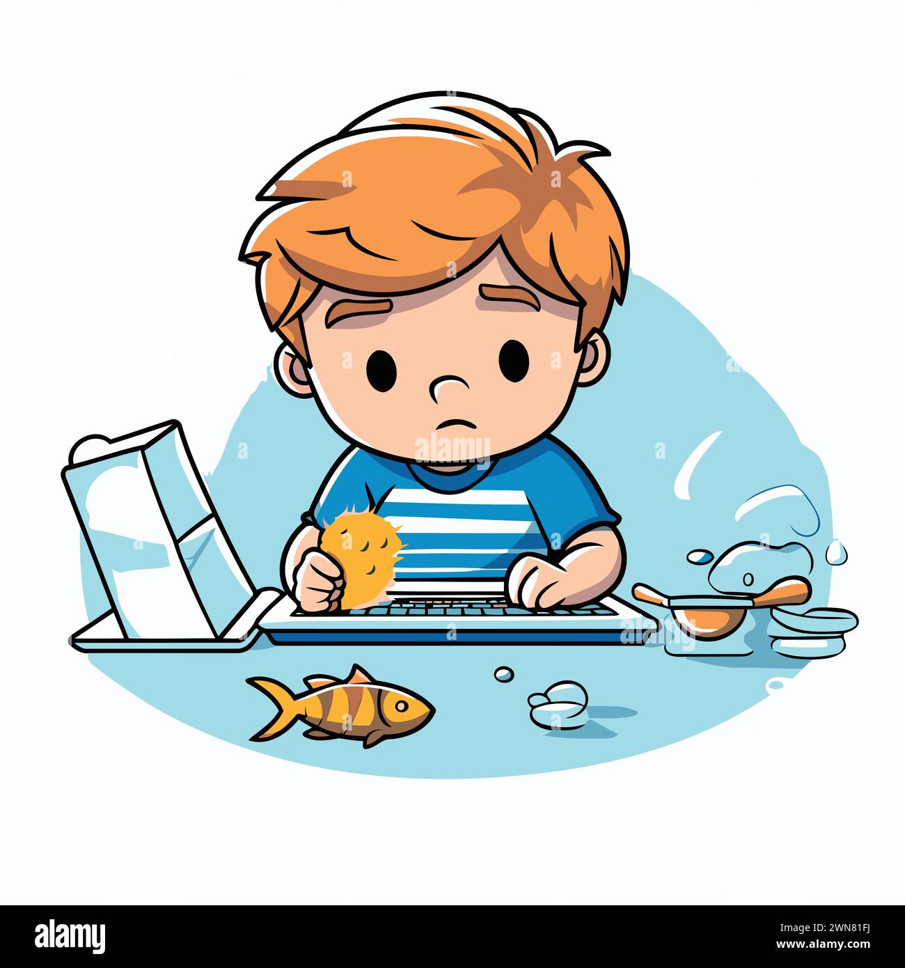 Drawing computer boy character vector hi-res stock photography and ...