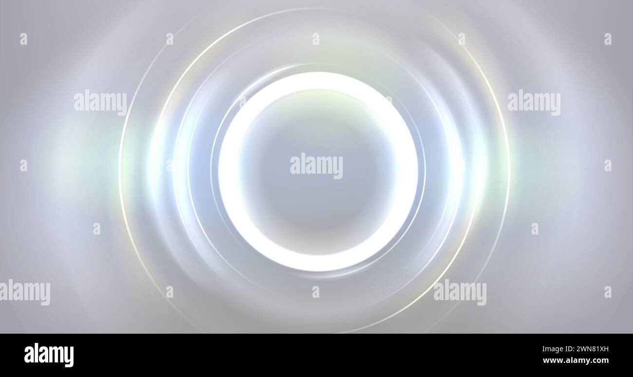 White neon glowing circle. Realistic vector illustration of light lens ...