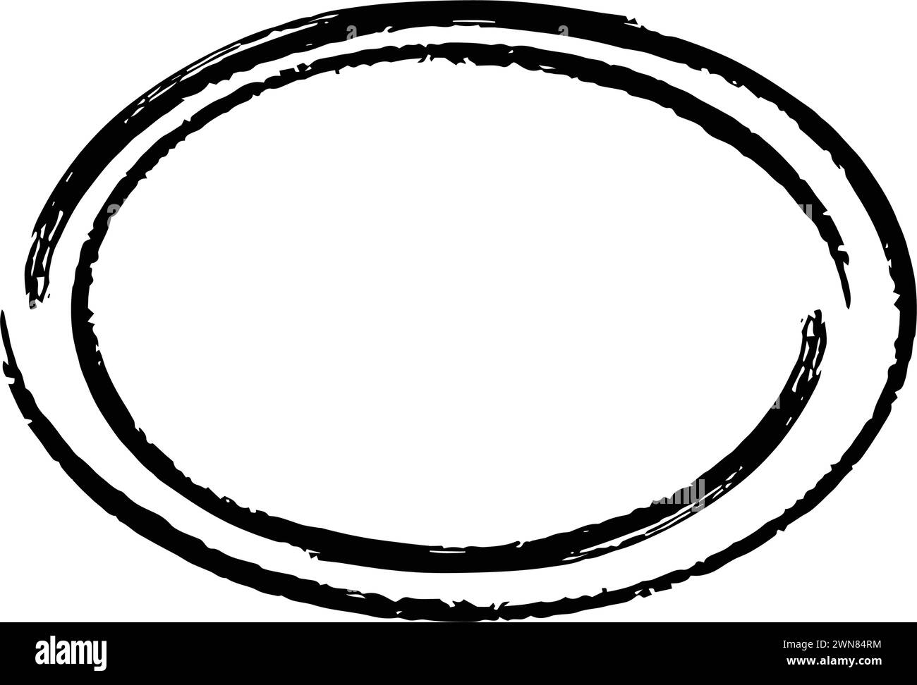 Frame ellipse, oval outline border grunge shape icon, decorative doodle ...