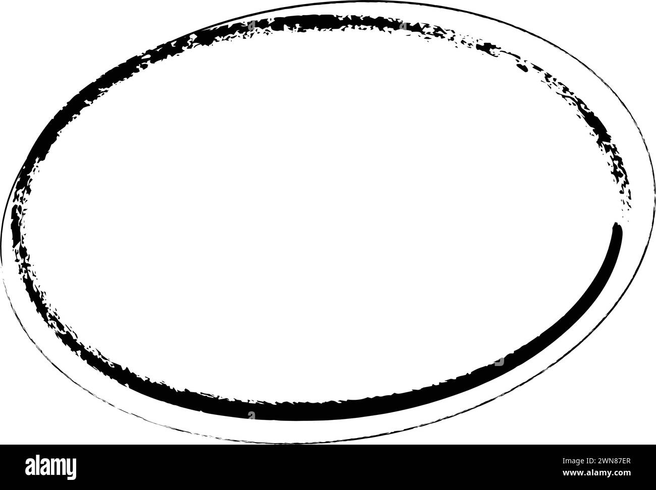 Frame ellipse, oval outline border grunge shape icon, decorative doodle ...