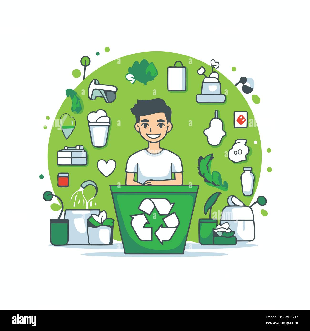 Recycling concept. Vector illustration in flat style. Isolated on white ...