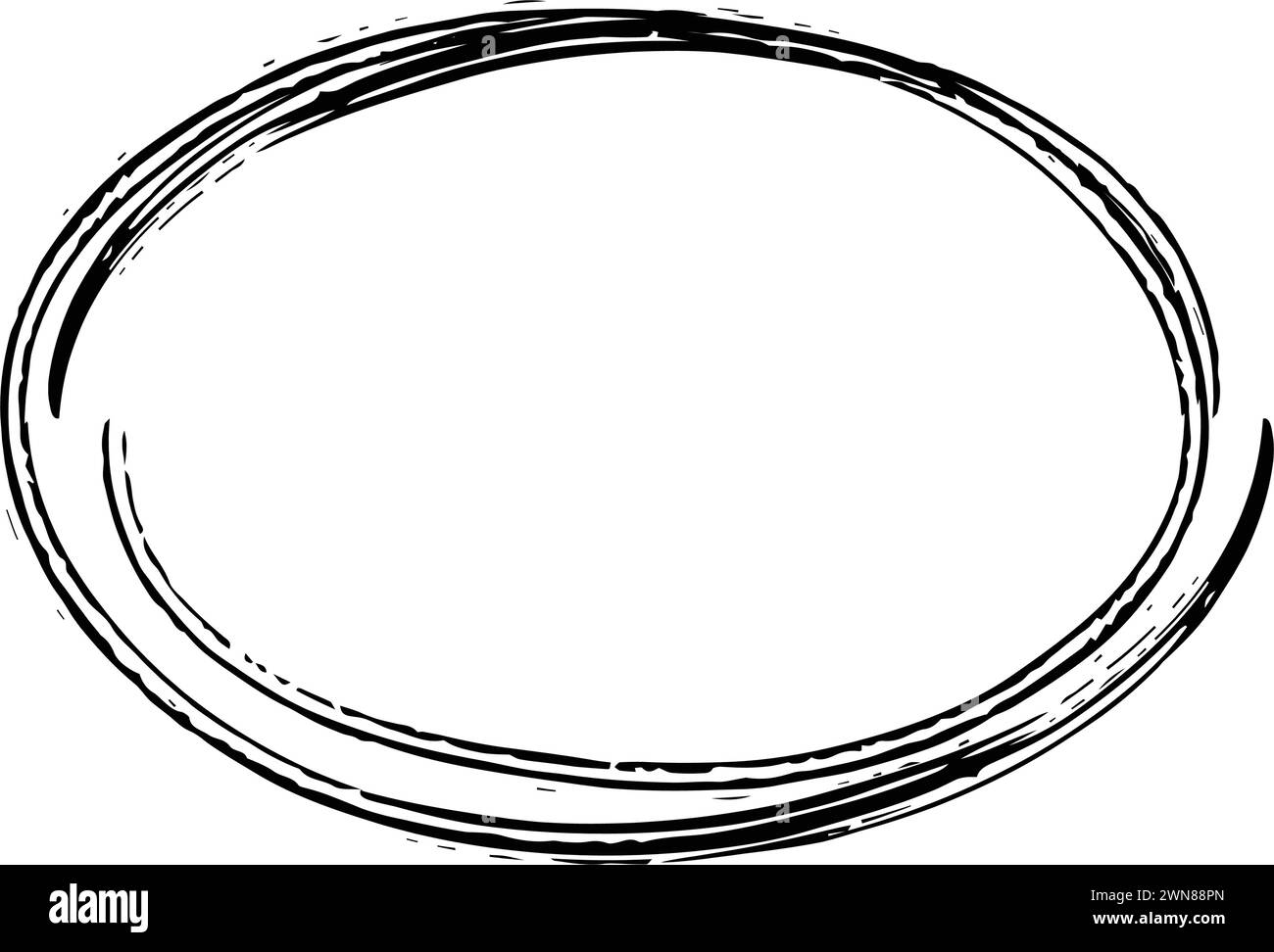 Frame ellipse, oval outline border grunge shape icon, decorative doodle ...