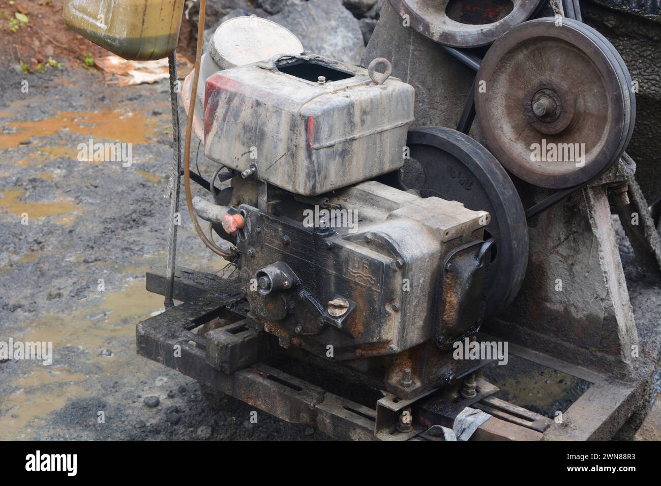 Close up photo of a large and sturdy building material mixer Stock ...