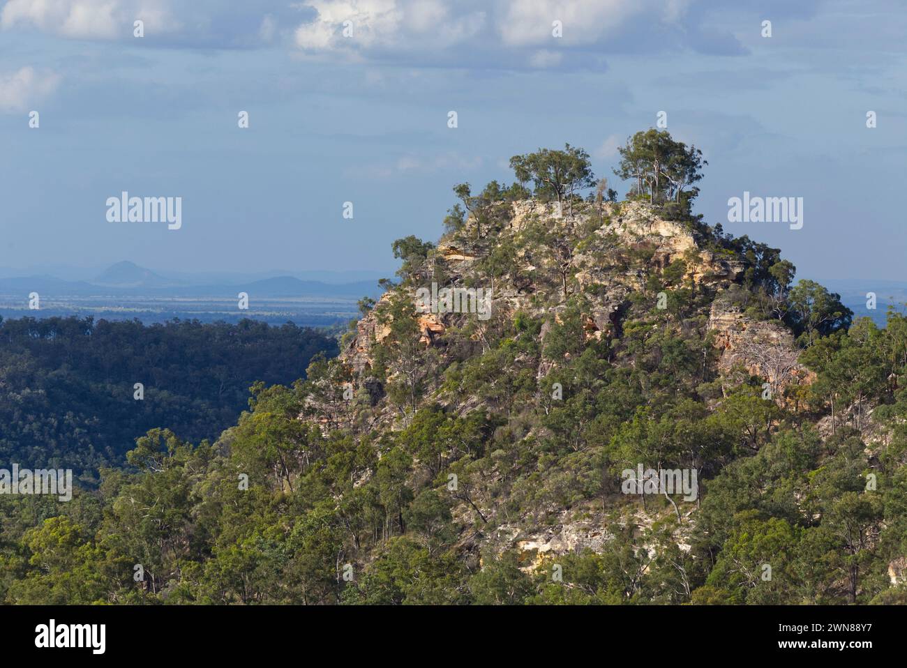 Rugged sandstone outcrops are a feature of Isla Gorge National Park ...