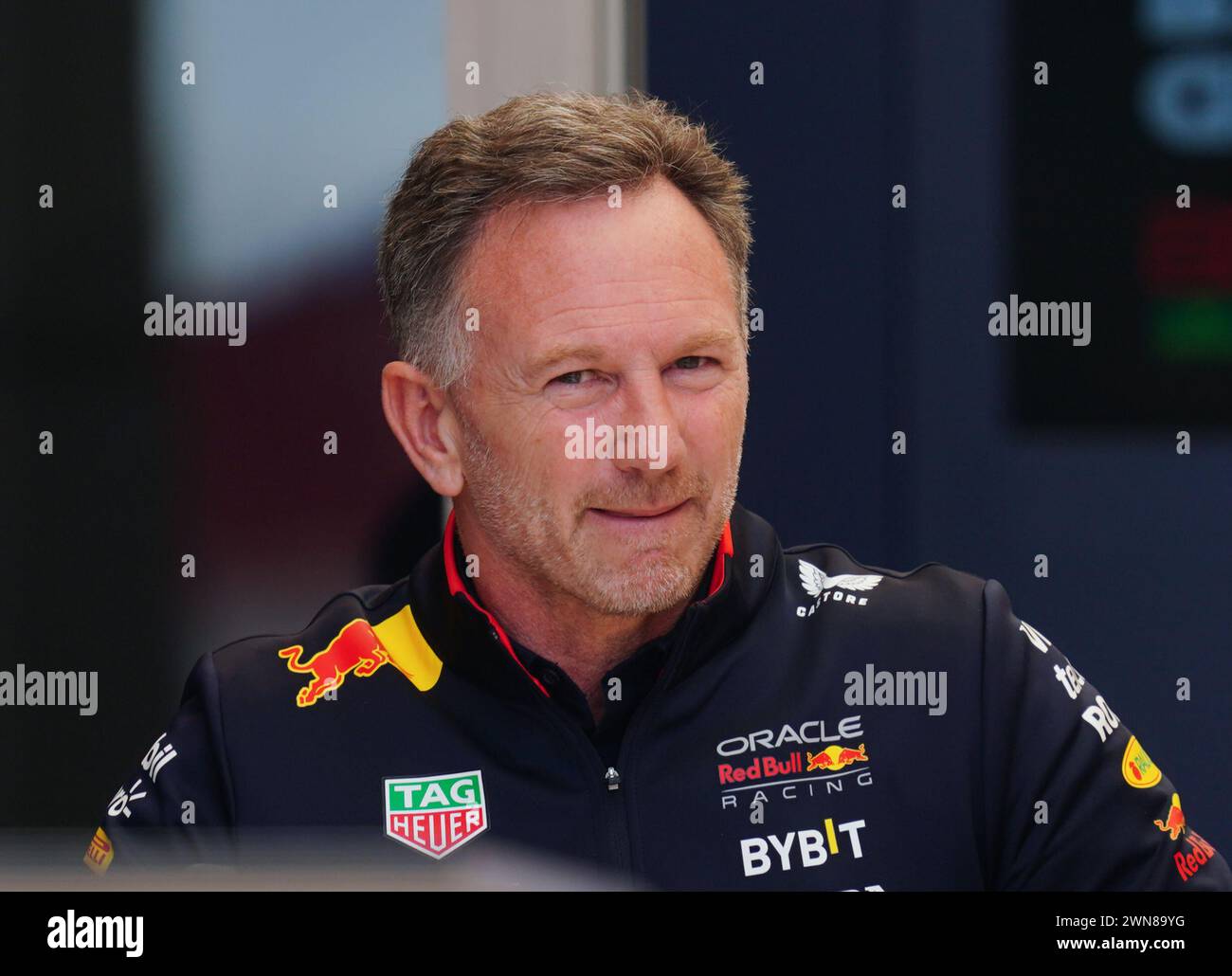 Red Bull Racing team principal Christian Horner ahead of Practice 3 at the Bahrain International ...