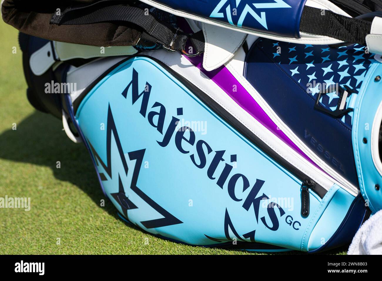 Majesticks GC golf bag seen during the first round of LIV Golf Jeddah ...