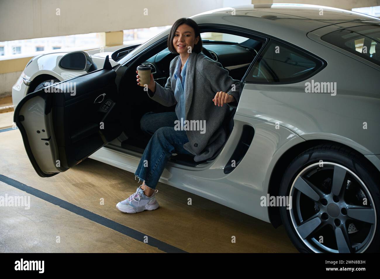 Female exiting car hi-res stock photography and images - Alamy