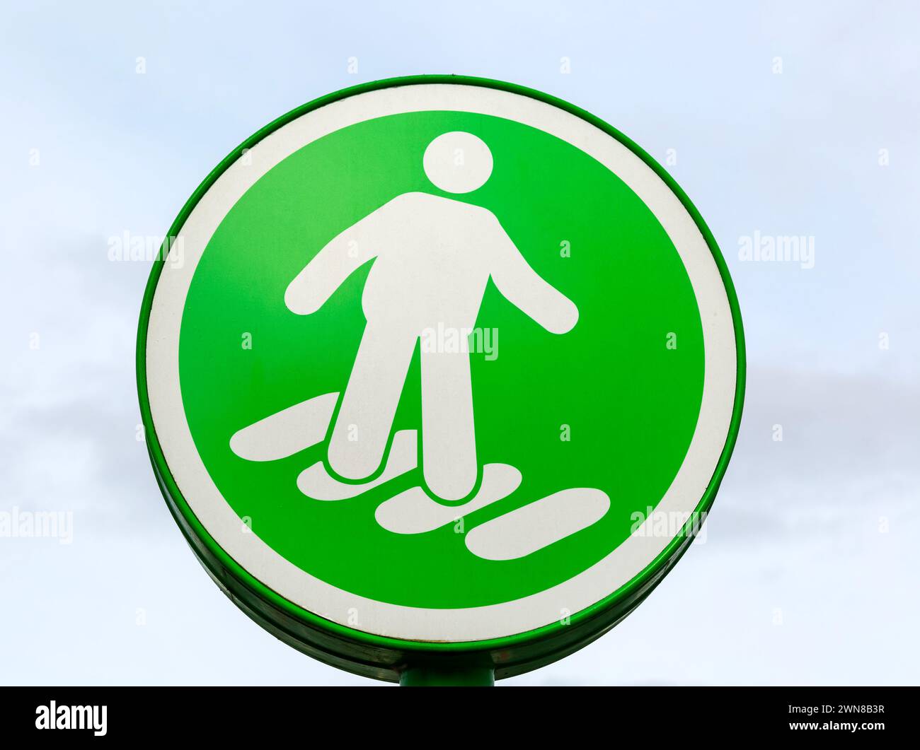 Pedestrian crossing sign in Asda carpark, Stowmarket, Suffolk, England ...