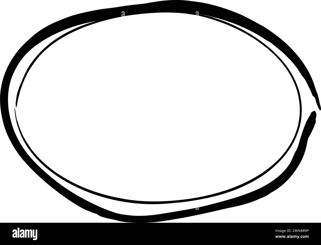 Frame ellipse, oval outline border grunge shape icon, decorative doodle ...