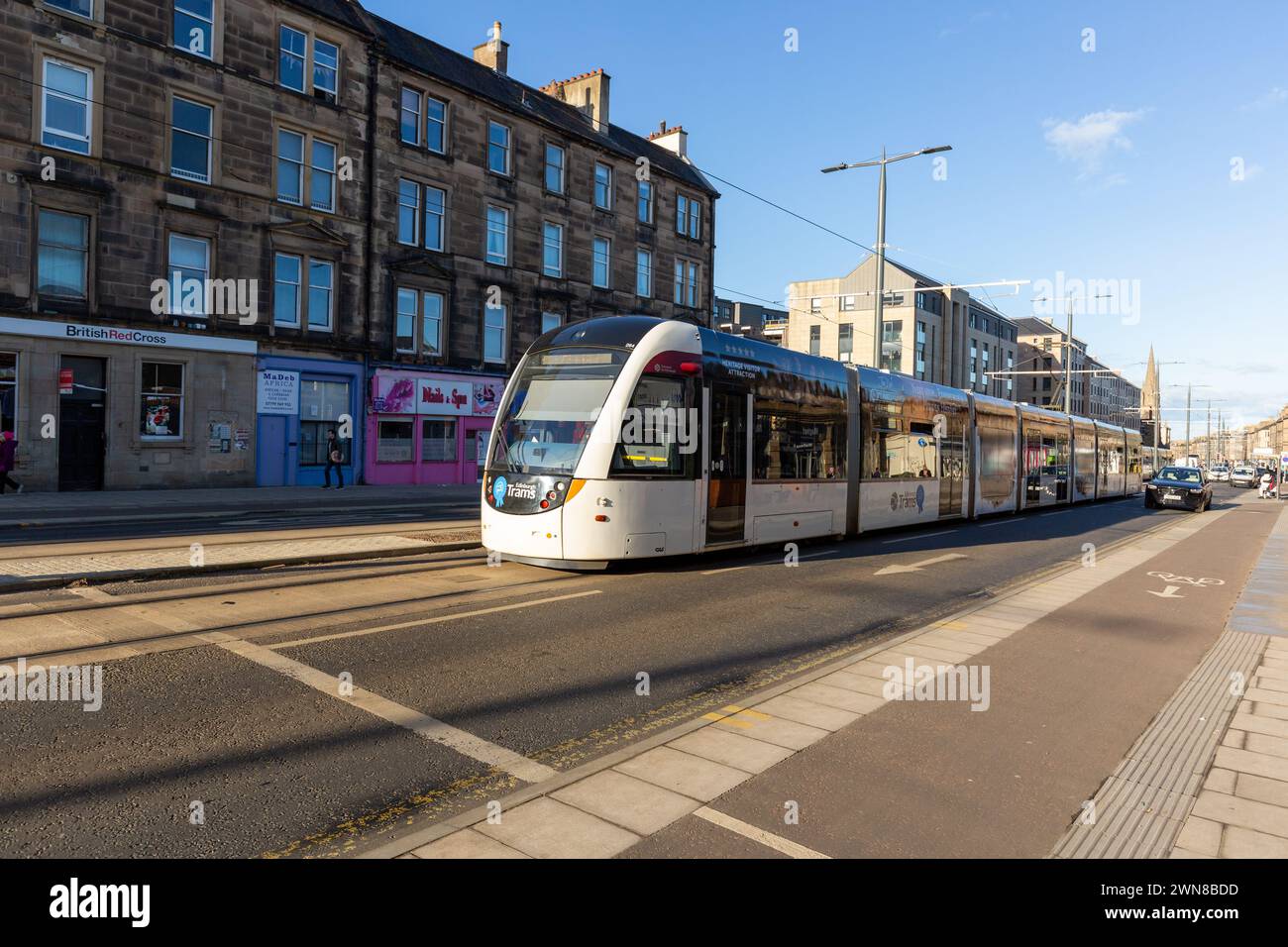 An Edinburgh Tram on Leith Walk Stock Photo - Alamy