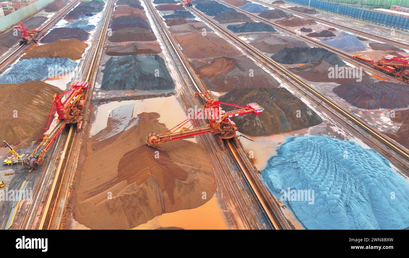 SUZHOU, CHINA - MARCH 1, 2024 - A bucket turbine performs an iron ore ...