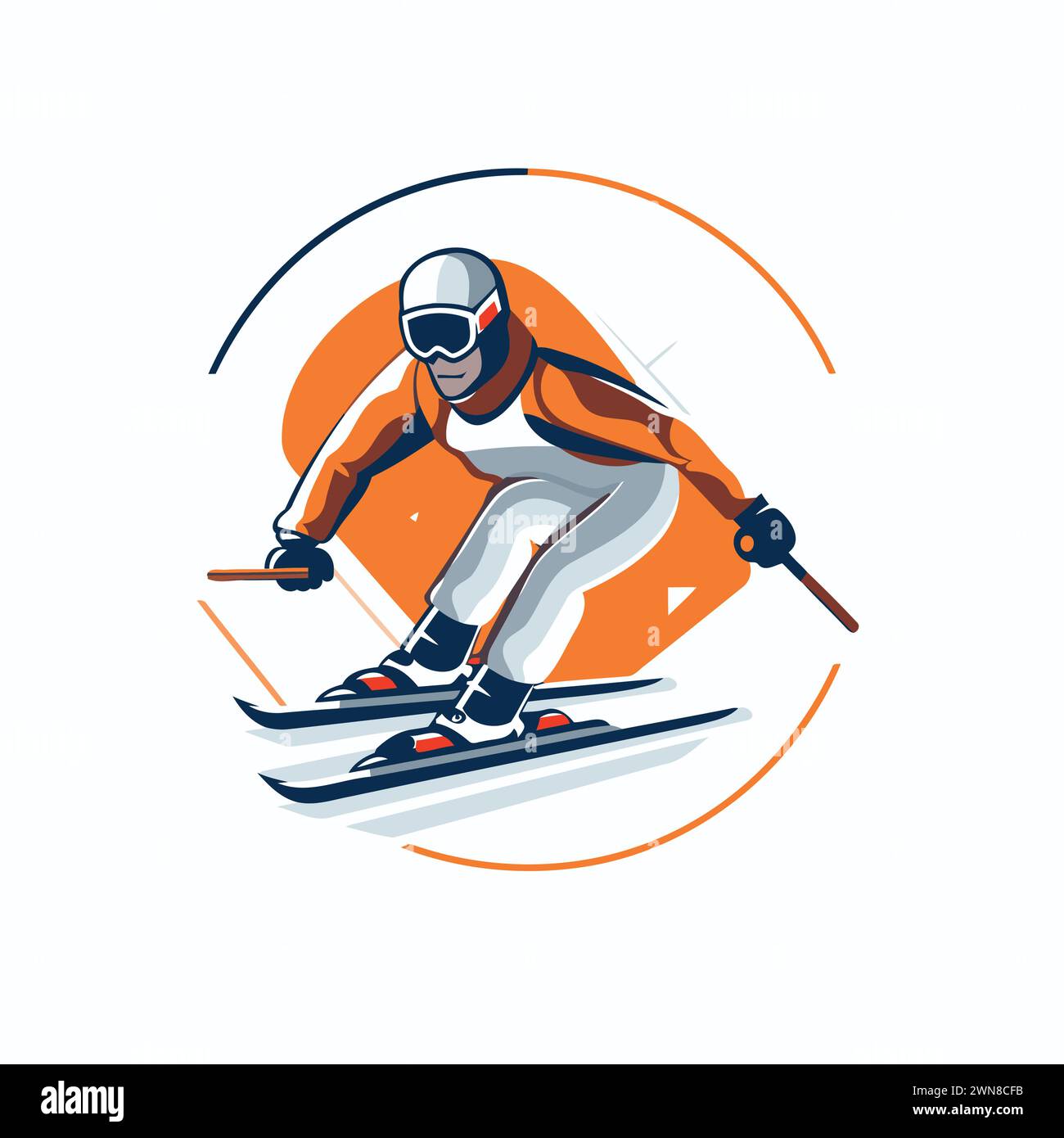 Skier icon. Vector illustration in a flat style on white background ...