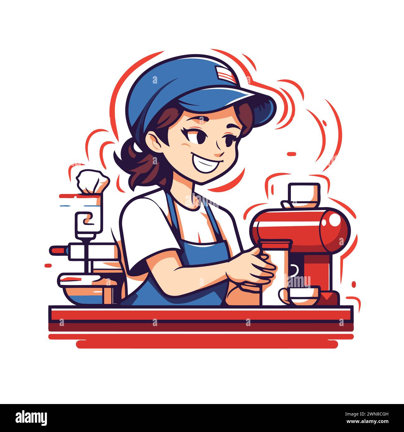 Female machine worker Cut Out Stock Images & Pictures - Alamy
