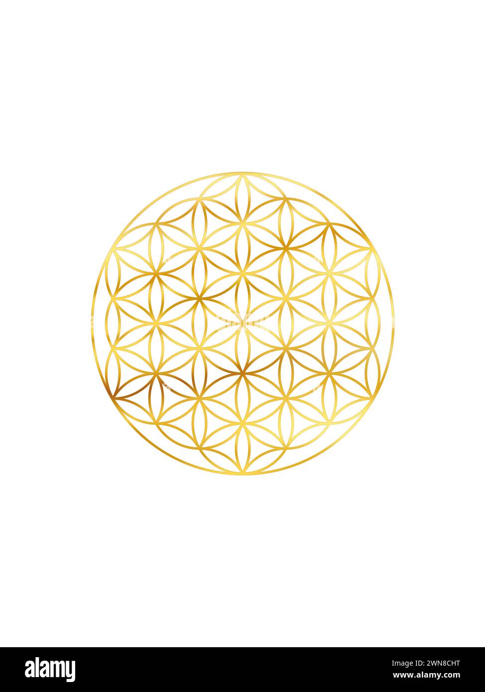 Flower of life gold symbol isolated on white background. Sacred ...