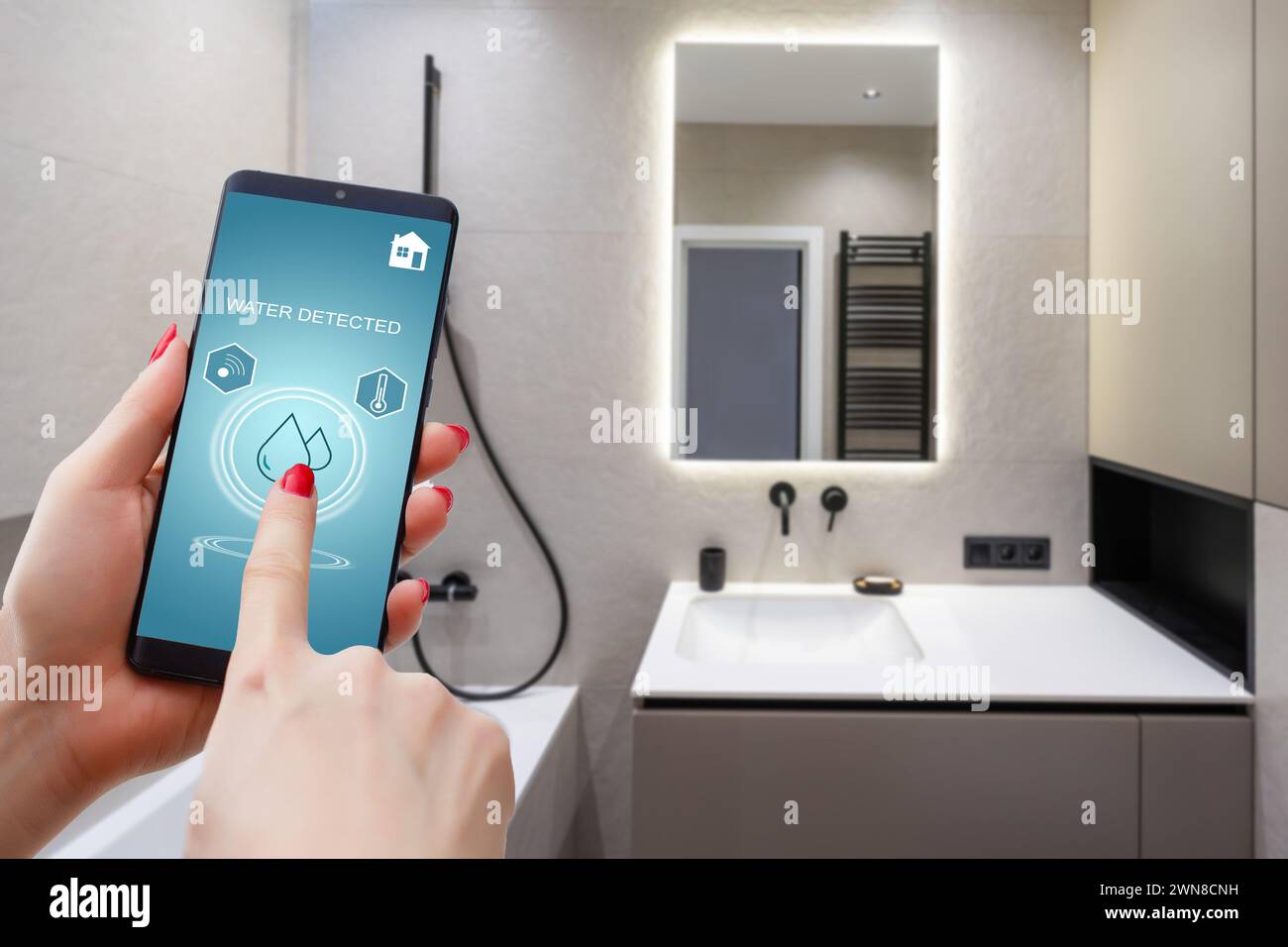 Water leak sensor alert, smart water sensor can automatically shut off ...