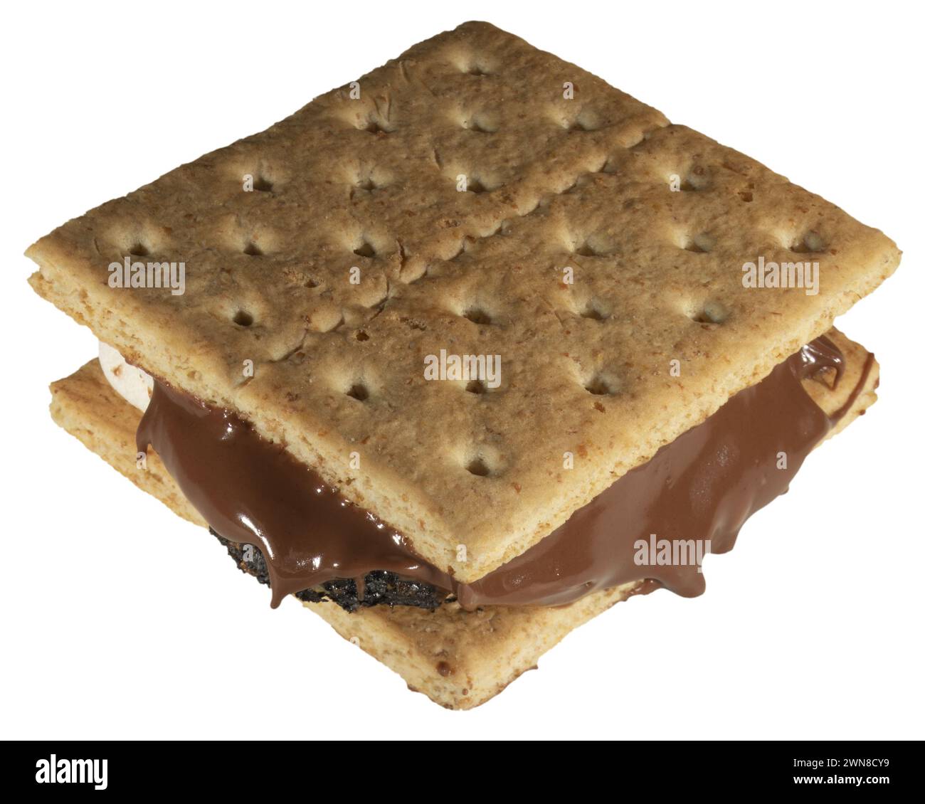 Smore freshly made with lots of chocolate seen from above at a ...