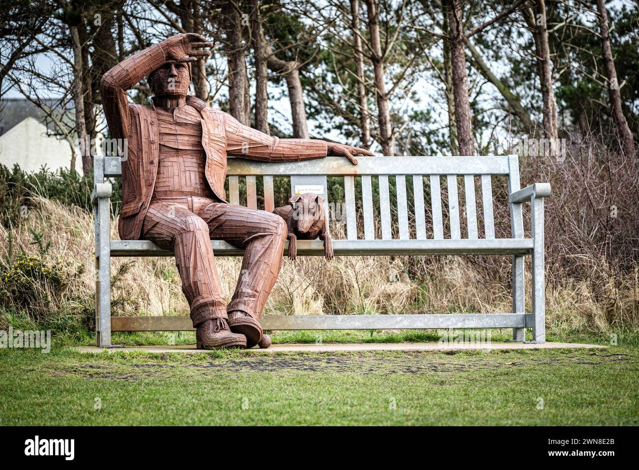 Ray Lonsdales, Big Fella statue looking out to sea, Silloth, Cumbria ...