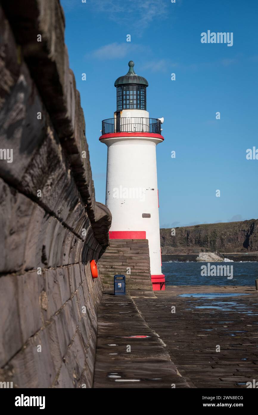 Lighthouse in the Harbour and waterfront in the town of Whitehaven ...