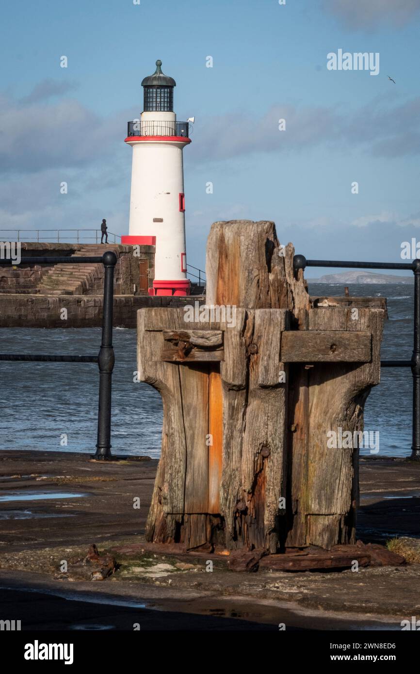 Lighthouse in the Harbour and waterfront in the town of Whitehaven ...