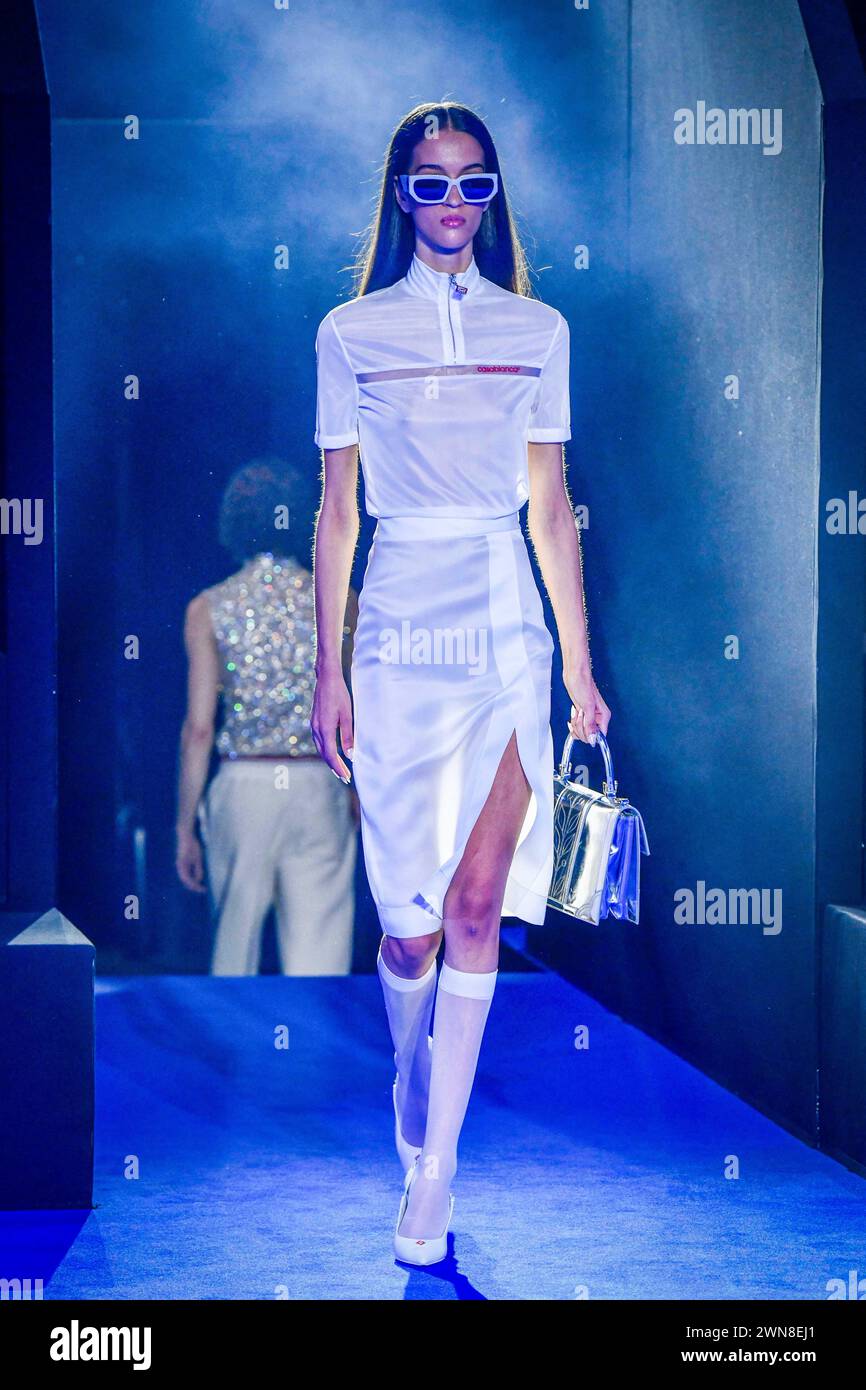 Paris, France. 28th Feb, 2024. A model walks the runway during the ...