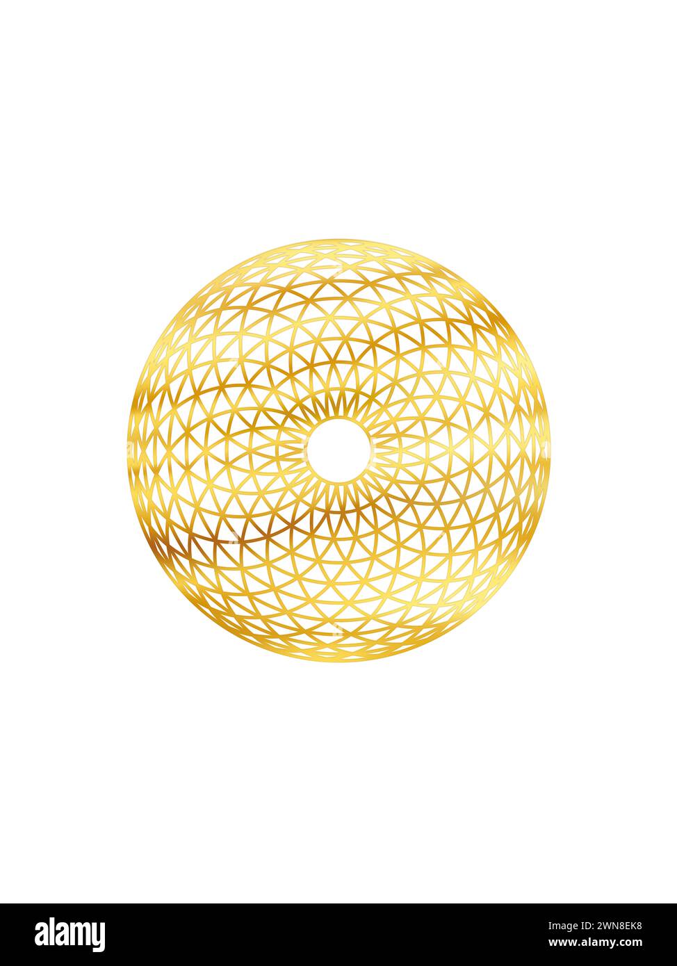 Torus yantra gold symbol isolated on white background. Sacred geometry ...