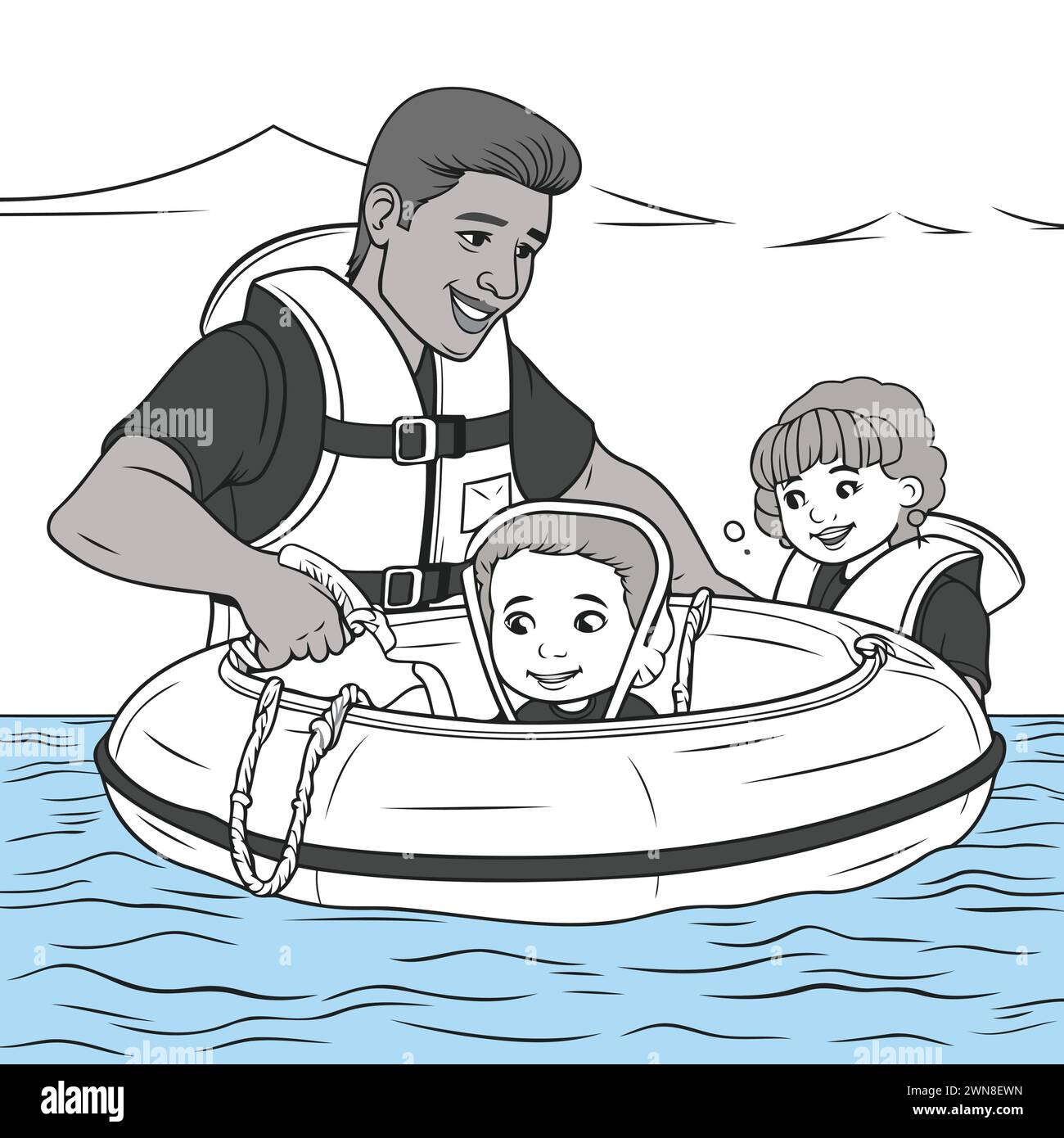 Inflatable boat at sea Stock Vector Images - Alamy