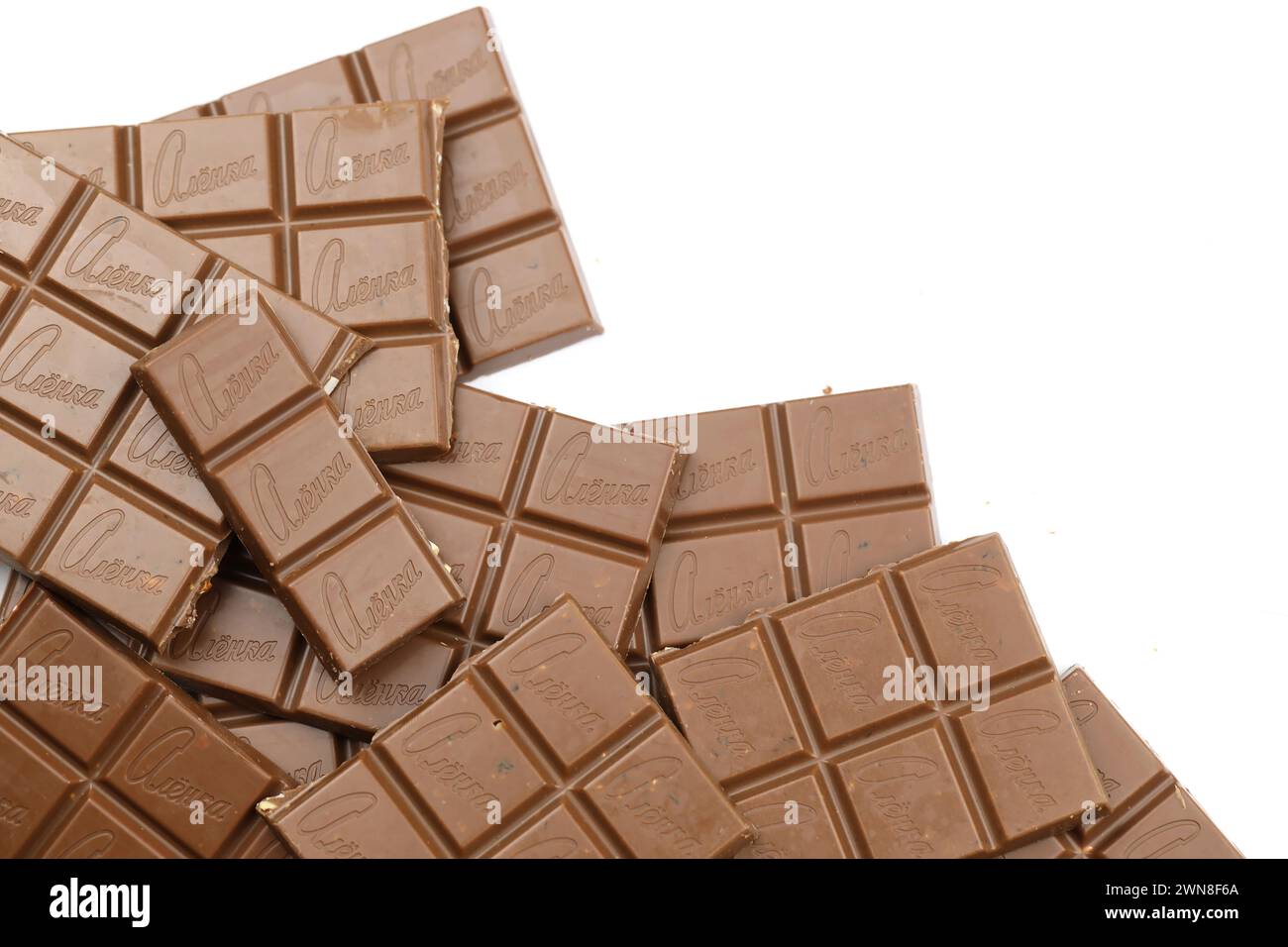 KHARKIV, UKRAINE - JANUARY 27, 2021 Alyonka chocolate square bars ...