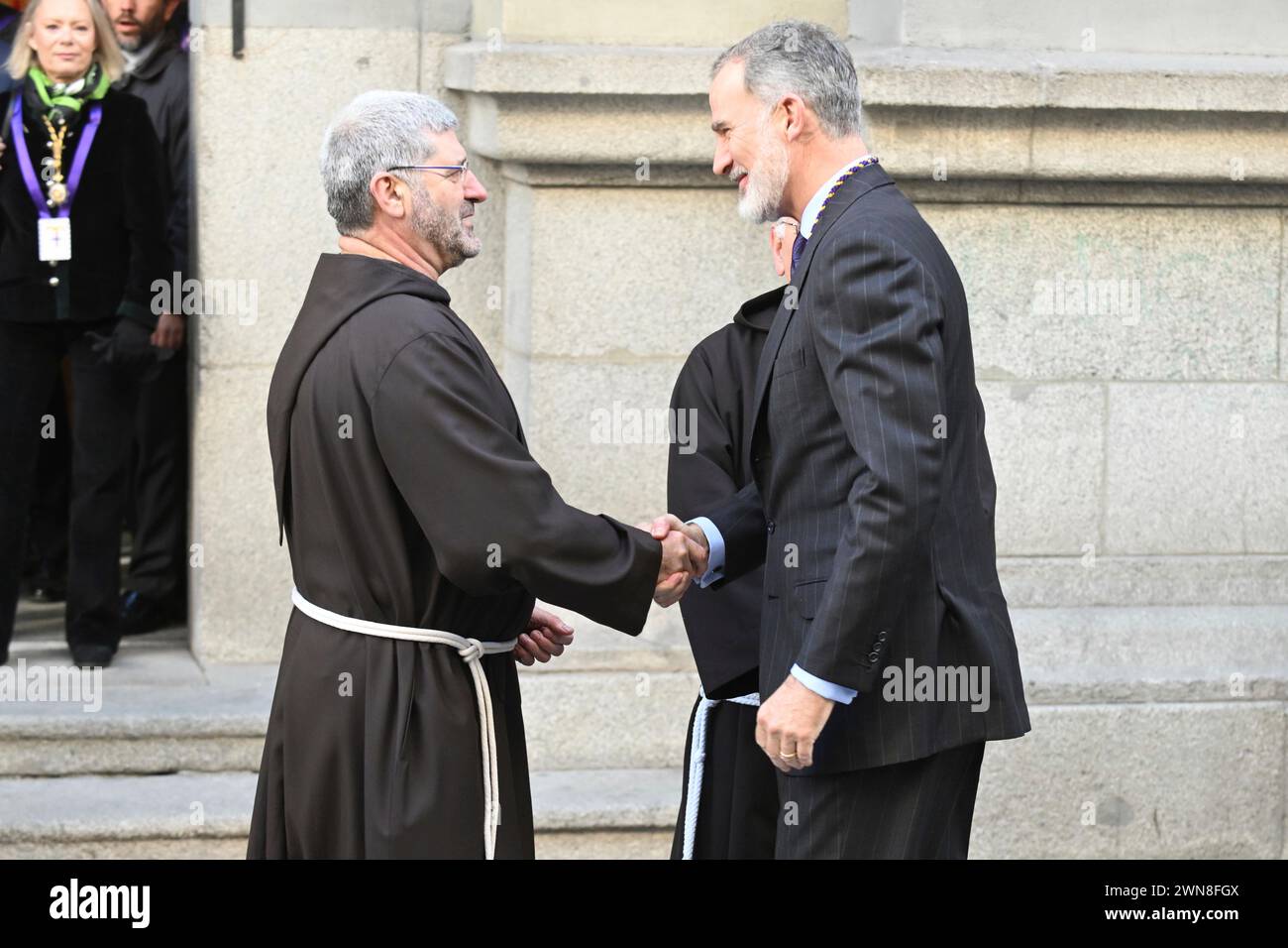 King Felipe VI on his arrival at the traditional kissing of Jesus of ...